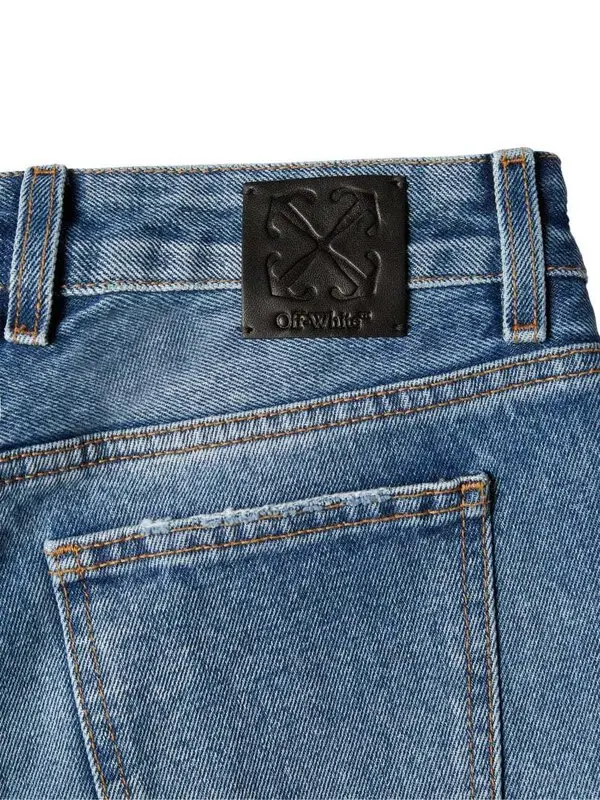Off-White Logo Patch Flared Jeans - Blue