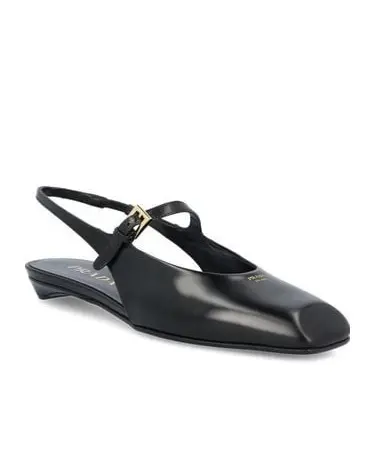Prada Square-toe Slingback Ballerina Flat - Black