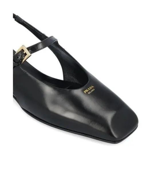 Prada Square-toe Slingback Ballerina Flat - Black