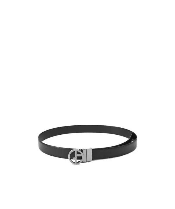Giorgio Armani Pebbled-effect Buckled Belt - Black