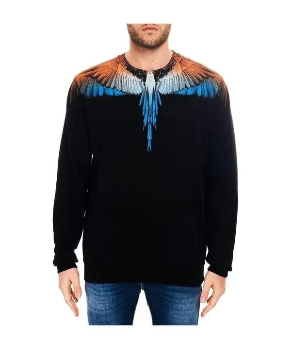 MARCELO BURLON COUNTY OF MILAN Wings Print Crew Neck Sweatshirt - Black
