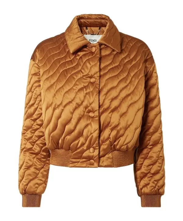 Fendi Caramel Quilted Silk Jacket