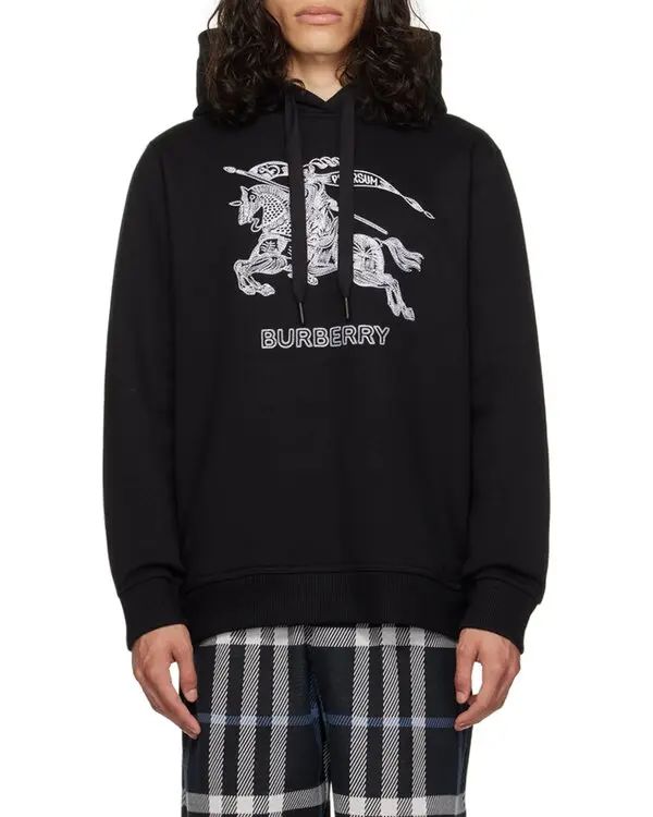 Burberry Equestrian Knight Logo Embroidered Drawstring Hoodie