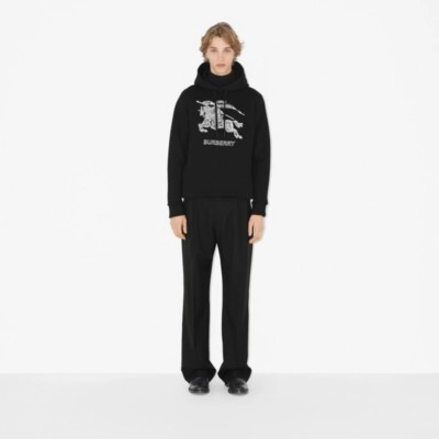 Burberry Equestrian Knight Logo Embroidered Drawstring Hoodie