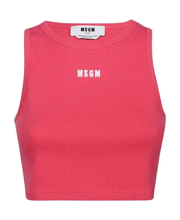 MSGM Logo Cropped Top - Red