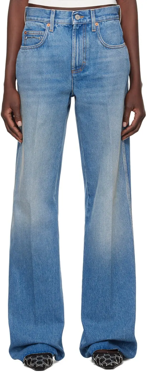 Gucci Logo Patch Wide-leg Jeans