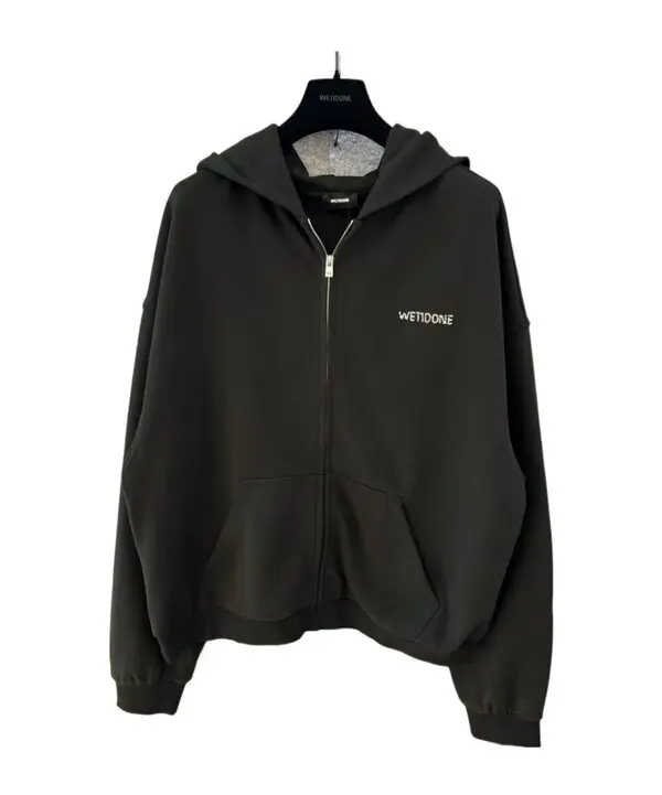 We11Done Zip Up Hooded Long Sleeve Hoodie - Black