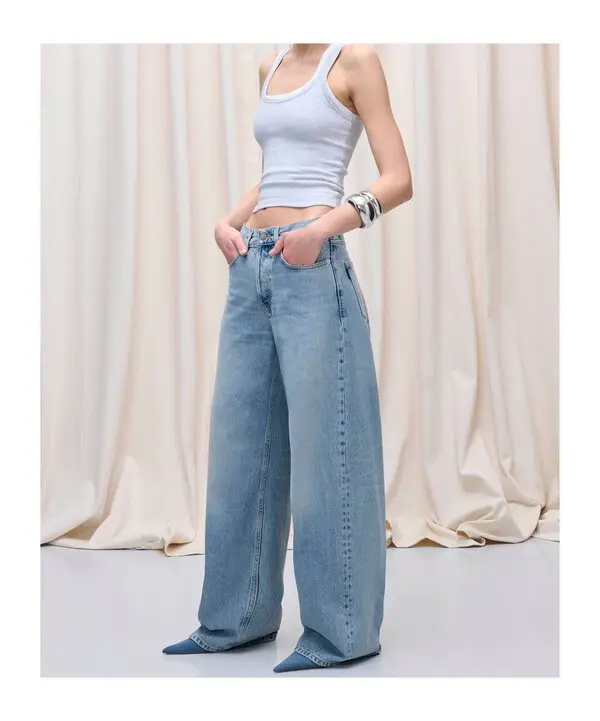 HAIKURE Faded Wide-leg Jeans - Blue