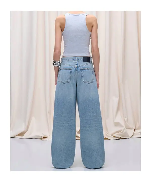 HAIKURE Faded Wide-leg Jeans - Blue