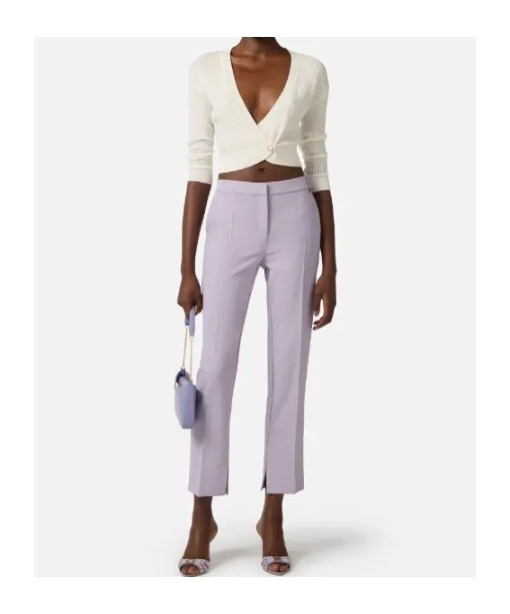 Elisabetta Franchi Slim Crop Tailored Trousers With Logo Detail