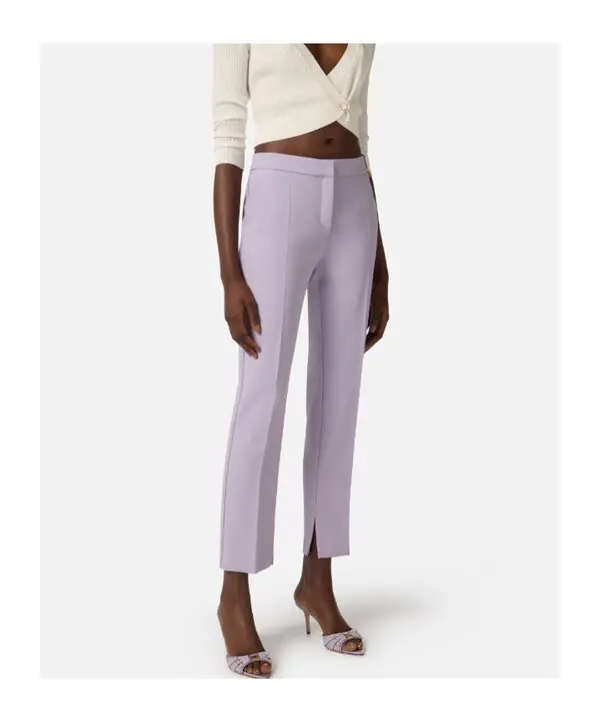 Elisabetta Franchi Slim Crop Tailored Trousers With Logo Detail