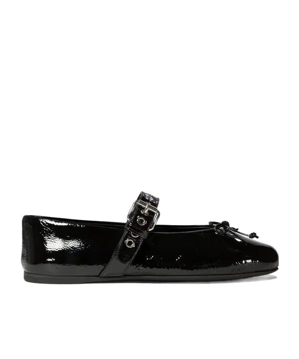 Miu Miu Polished Buckle Fastened Ballerinas - Black