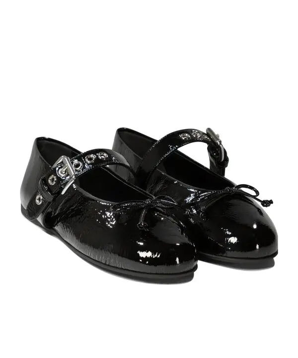 Miu Miu Polished Buckle Fastened Ballerinas - Black