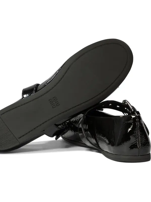 Miu Miu Polished Buckle Fastened Ballerinas - Black