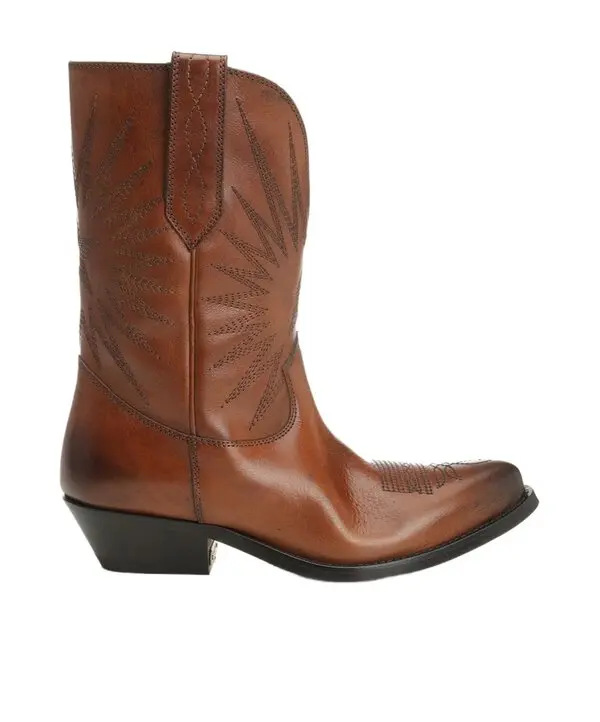 GOLDEN GOOSE Wish Star Embroidered Boots - Brown