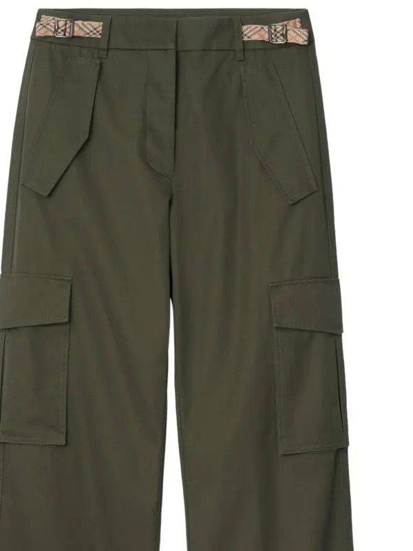 Burberry Check Trim Gabardine Cargo Trousers
