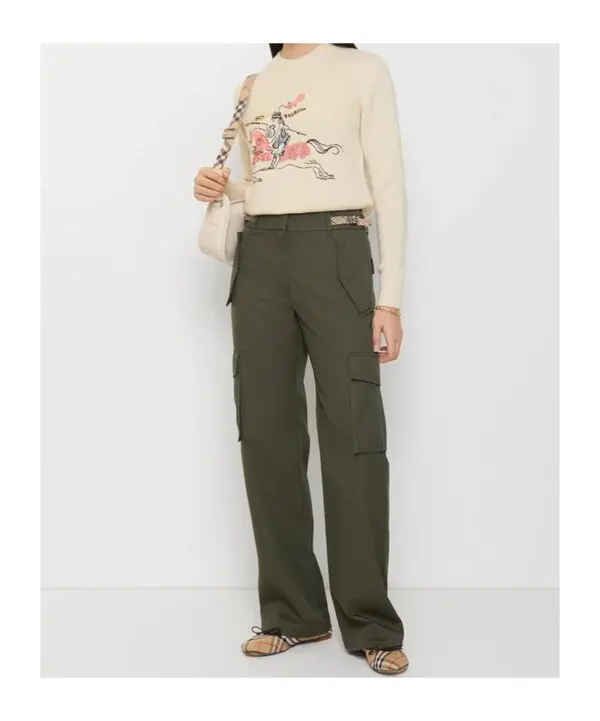 Burberry Check Trim Gabardine Cargo Trousers
