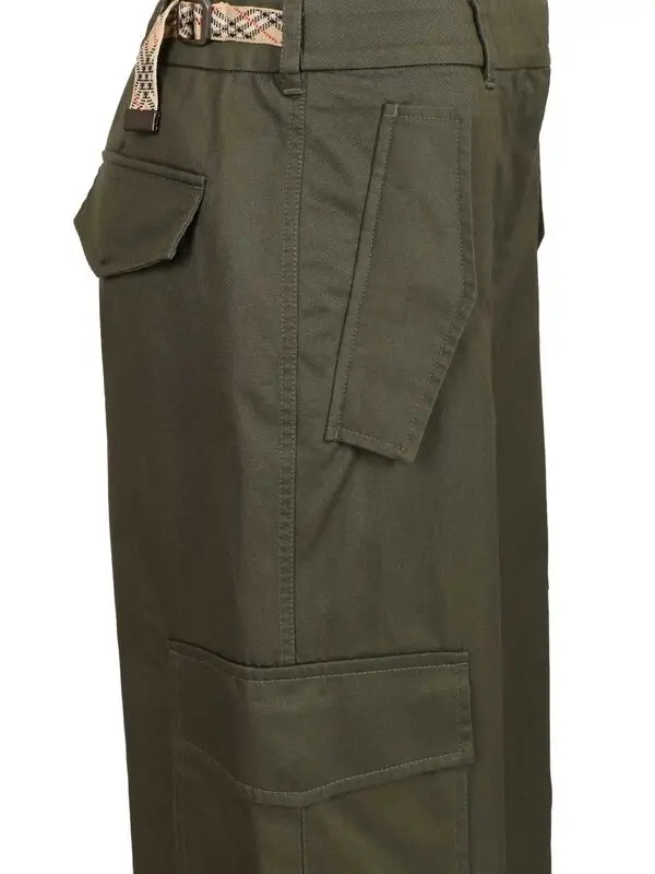 Burberry Check Trim Gabardine Cargo Trousers