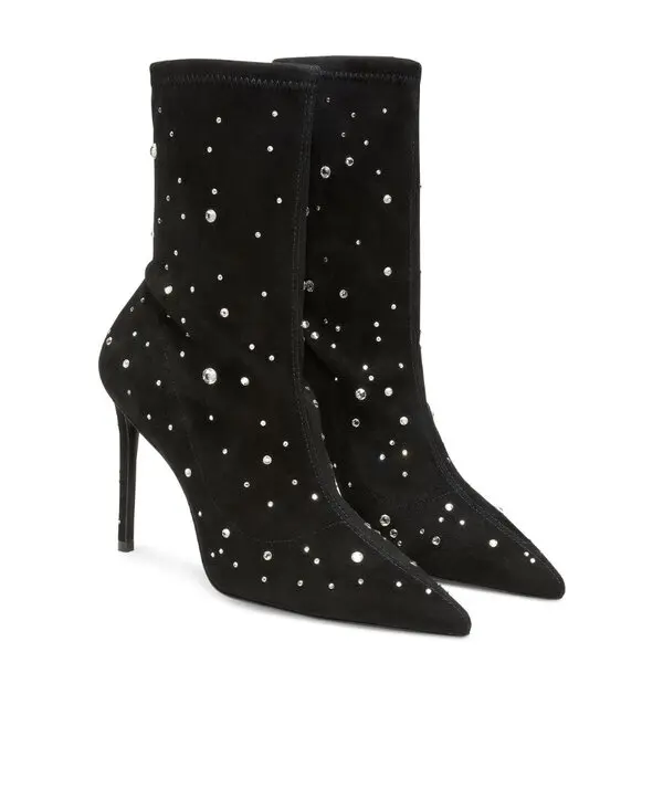 STUART WEITZMAN Cosmic Embellished Pointed-toe Boots - Black