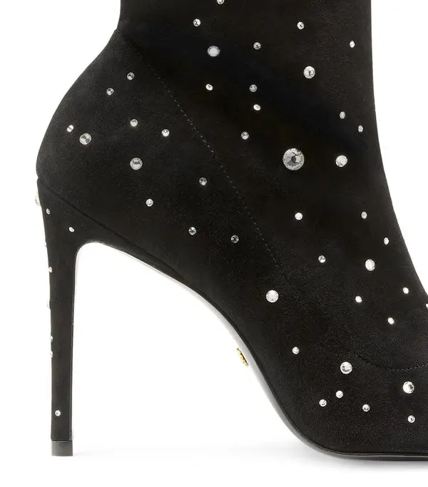 STUART WEITZMAN Cosmic Embellished Pointed-toe Boots - Black
