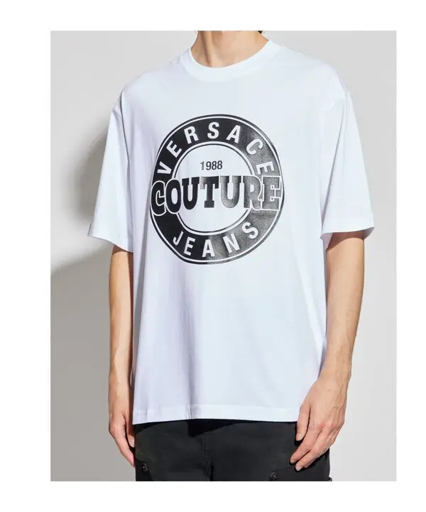 Versace Logo Printed Crewneck T-shirt - Blue