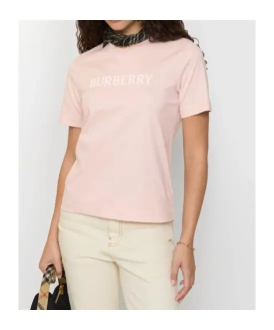 Burberry Logo Printed Crewneck T-shirt - Pink
