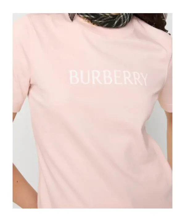 Burberry Logo Printed Crewneck T-shirt - Pink