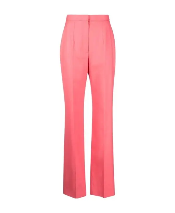 Alexander McQueen High Waist Pleated Straight Leg Trousers - Pink