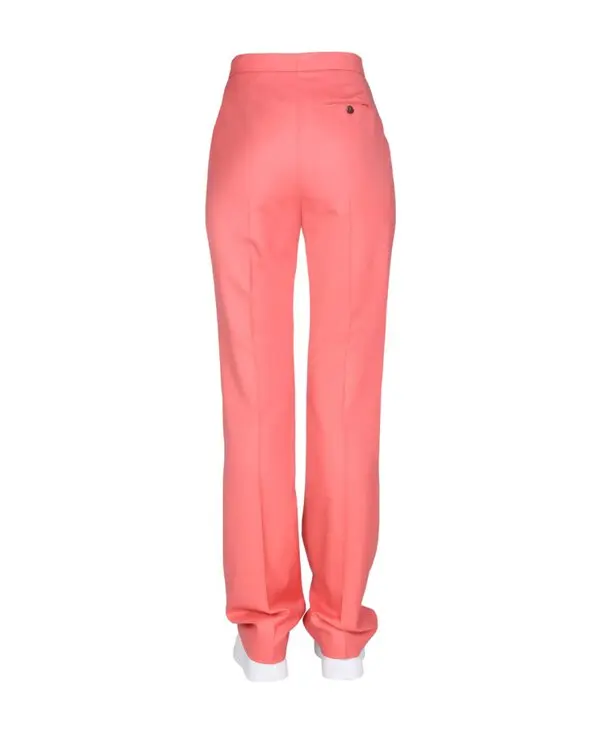 Alexander McQueen High Waist Pleated Straight Leg Trousers - Pink