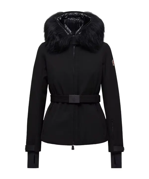 Moncler Bauges Hooded Ski Down Jacket With Detachable Sheepskin Trim