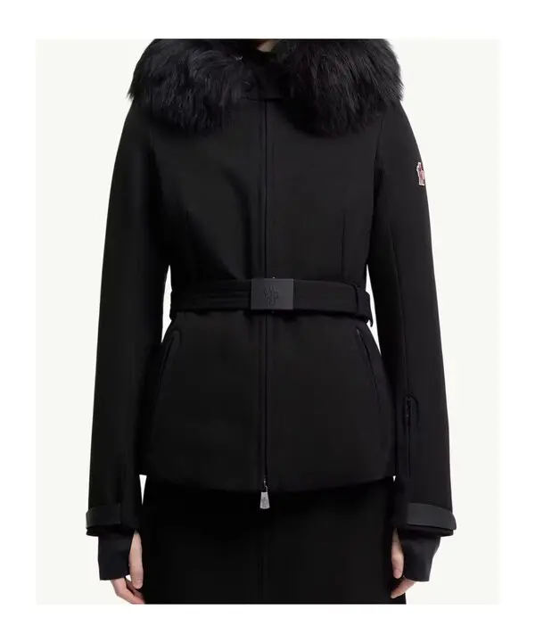 Moncler Bauges Hooded Ski Down Jacket With Detachable Sheepskin Trim