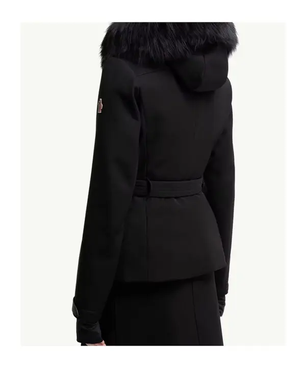 Moncler Bauges Hooded Ski Down Jacket With Detachable Sheepskin Trim
