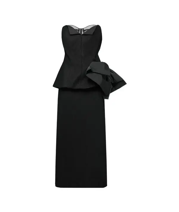 MAISON MARGIELA Strapless Midi Dress With Corset Elements