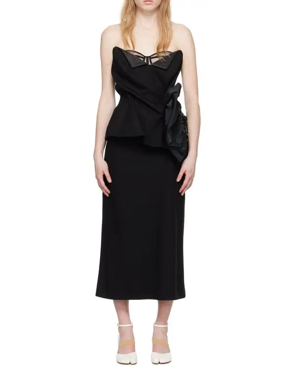 MAISON MARGIELA Strapless Midi Dress With Corset Elements