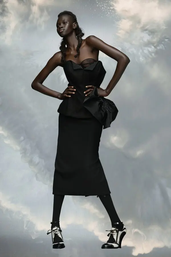 MAISON MARGIELA Strapless Midi Dress With Corset Elements