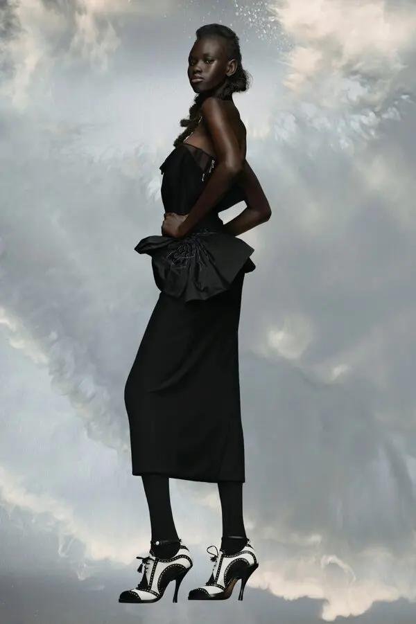 MAISON MARGIELA Strapless Midi Dress With Corset Elements