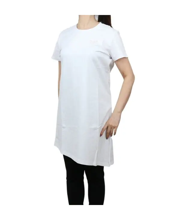 EA7 Round Neck Short-sleeved Dress - White