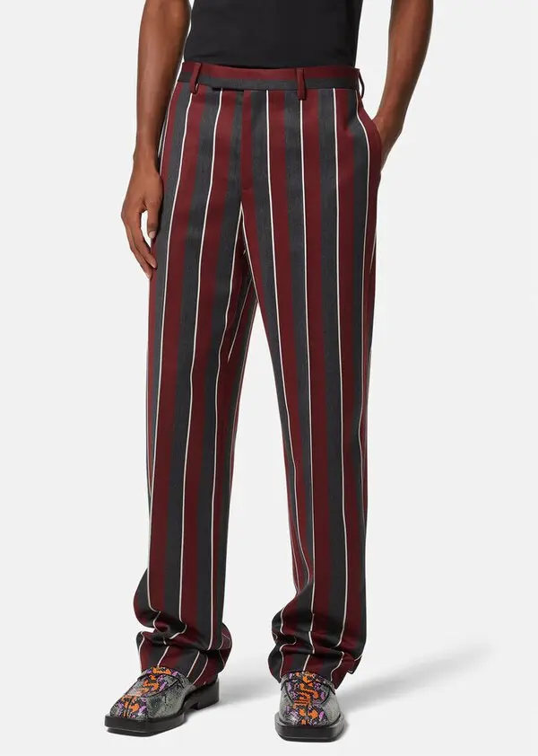 Versace Regimental Stripe Wide-leg Trousers