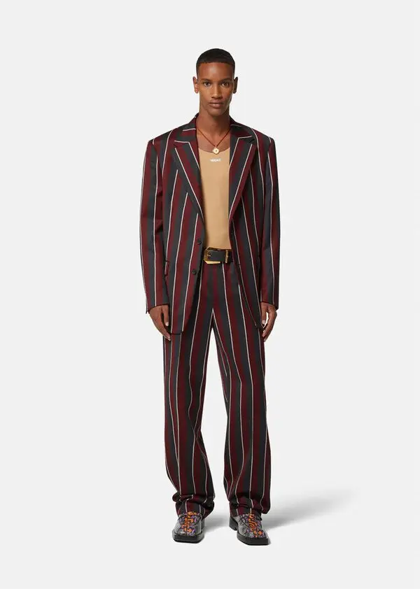 Versace Regimental Stripe Wide-leg Trousers