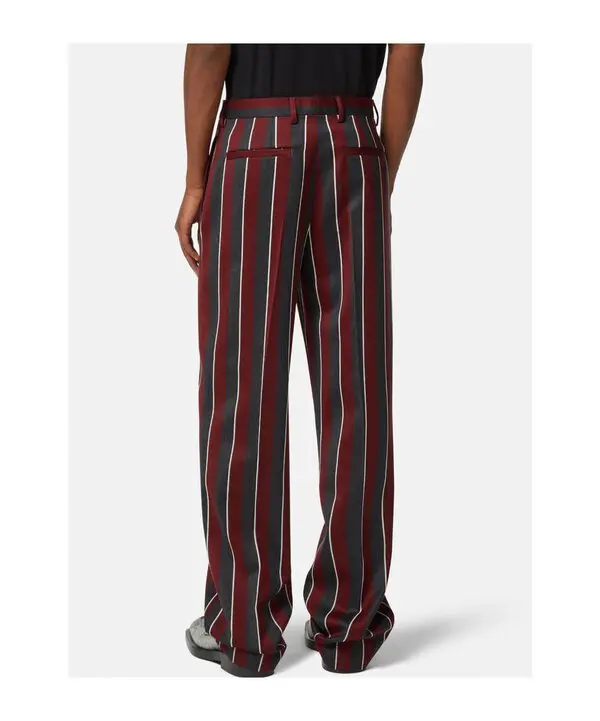 Versace Regimental Stripe Wide-leg Trousers - Black