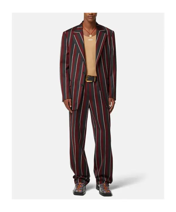 Versace Regimental Stripe Wide-leg Trousers