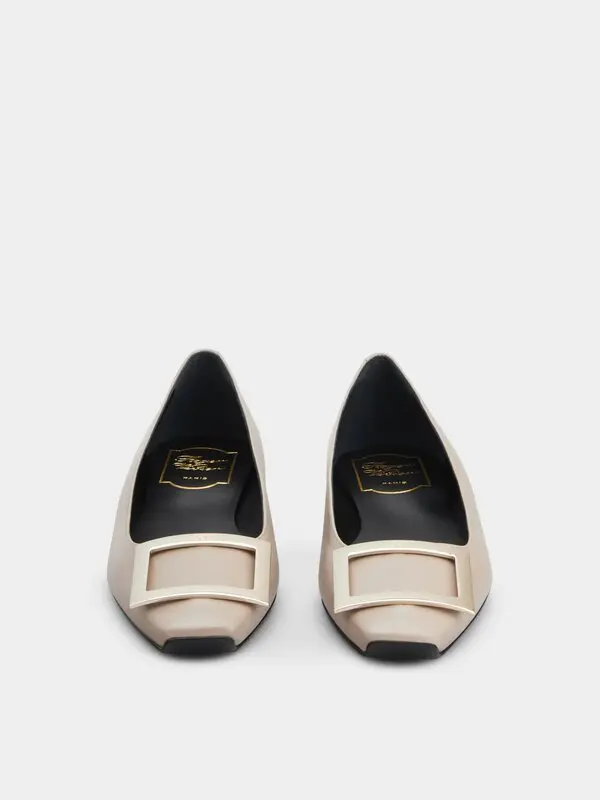 ROGER VIVIER Trompette Ballerina Flats With Buckle Detail - Beige