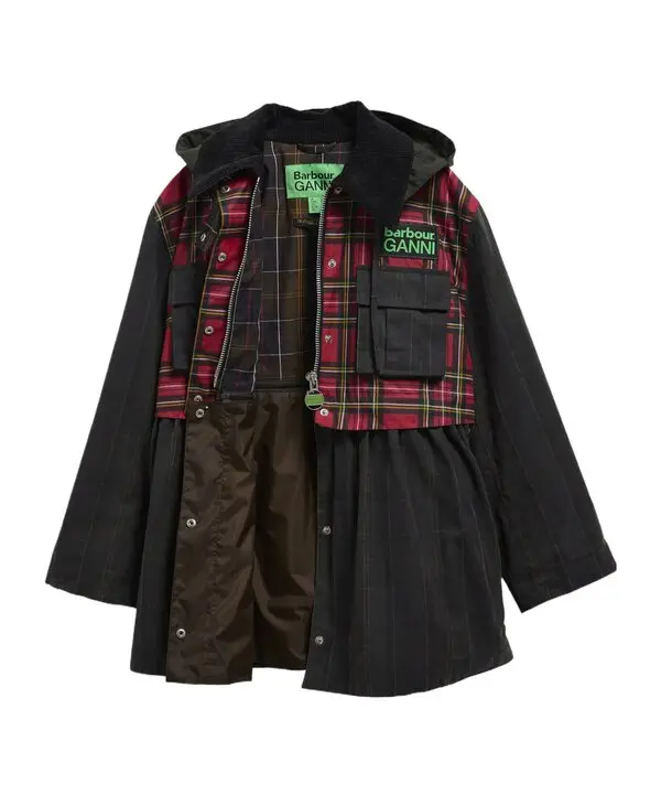 Barbour Peplum Tartan Hooded Jacket With Dual-branded Logo