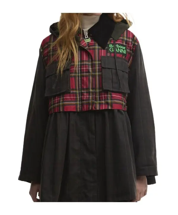 Barbour Peplum Tartan Hooded Jacket With Dual-branded Logo
