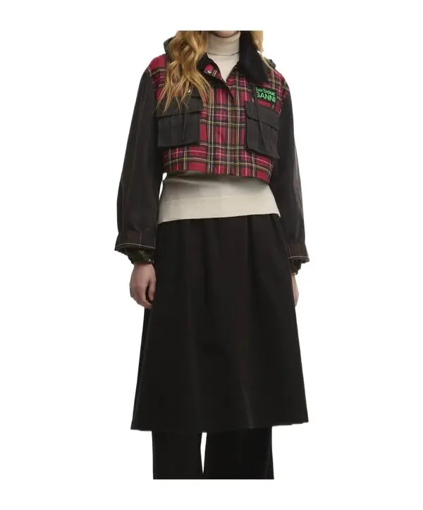 Barbour Peplum Tartan Hooded Jacket With Dual-branded Logo