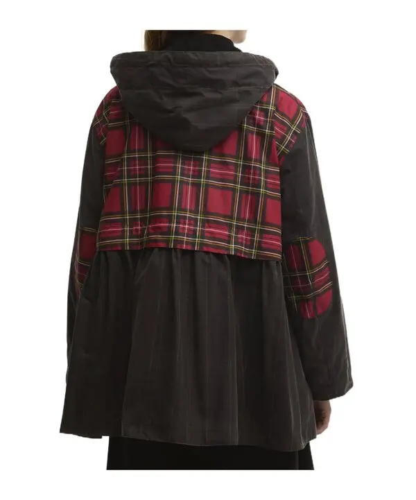Barbour Peplum Tartan Hooded Jacket With Dual-branded Logo