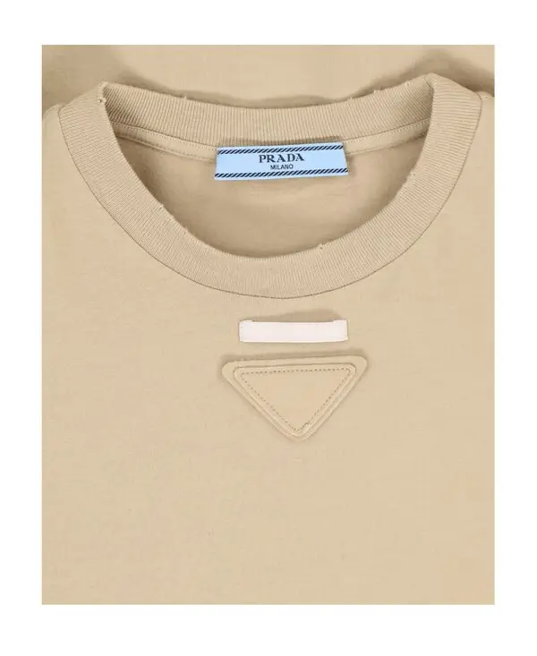 Prada Logo Triangle Crewneck T-shirt - Rope Ash