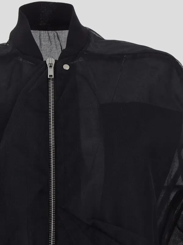 Rick Owens Tulle Overlay Zipped Bomber Jacket