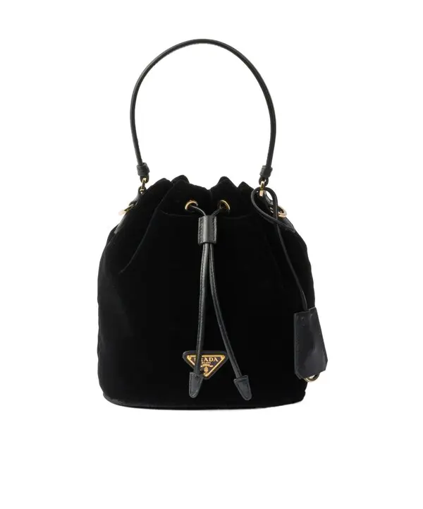 Prada Logo Plaque Drawstring Mini Top Handle Bag