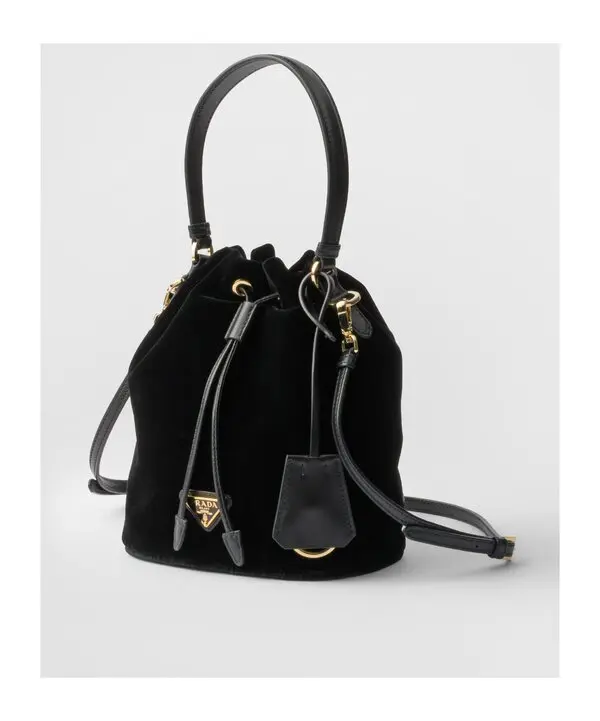 Prada Logo Plaque Drawstring Mini Top Handle Bag